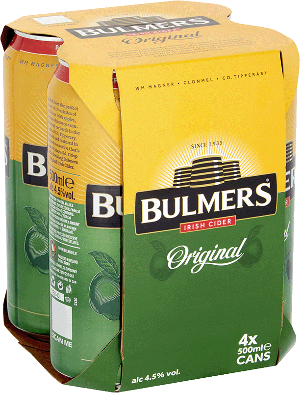 Bulmers Original Irish Cider 4 Pack (50cl Cans) – O'Briens Wine